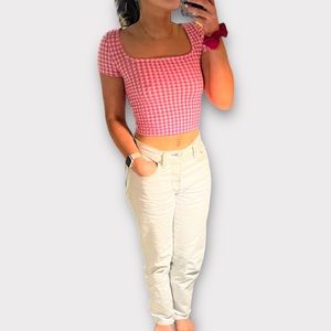 wild fable | Tops | Pink And White Checkered Crop Top | Poshmark